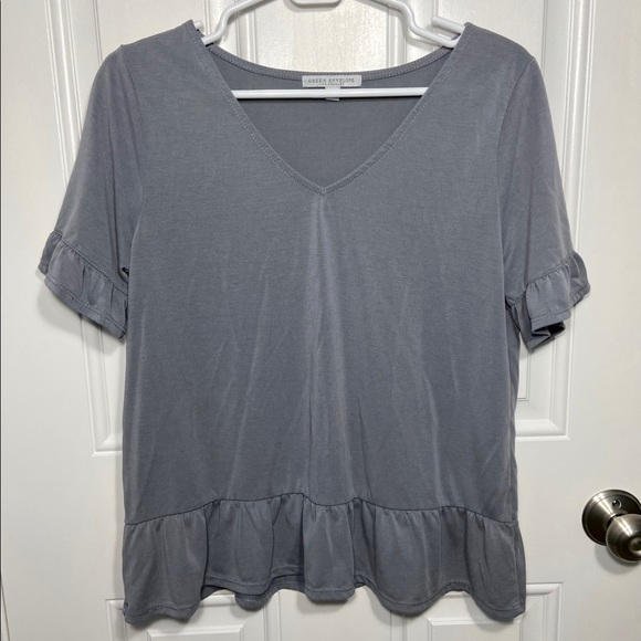 Green Envelope | Tops | Grey Ruffle Blouse | Poshmark